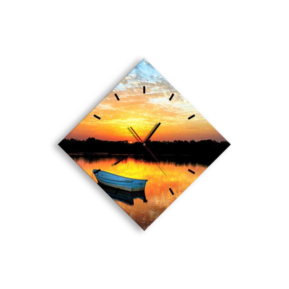 Ceas pe sticla 57x57 cm, Imaginea Unui Lac La Apus, C3AD40x40-3167 ...