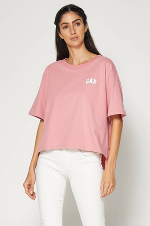 GAP, Тениска с паднали ръкави, Розов, XL - eMAG.bg