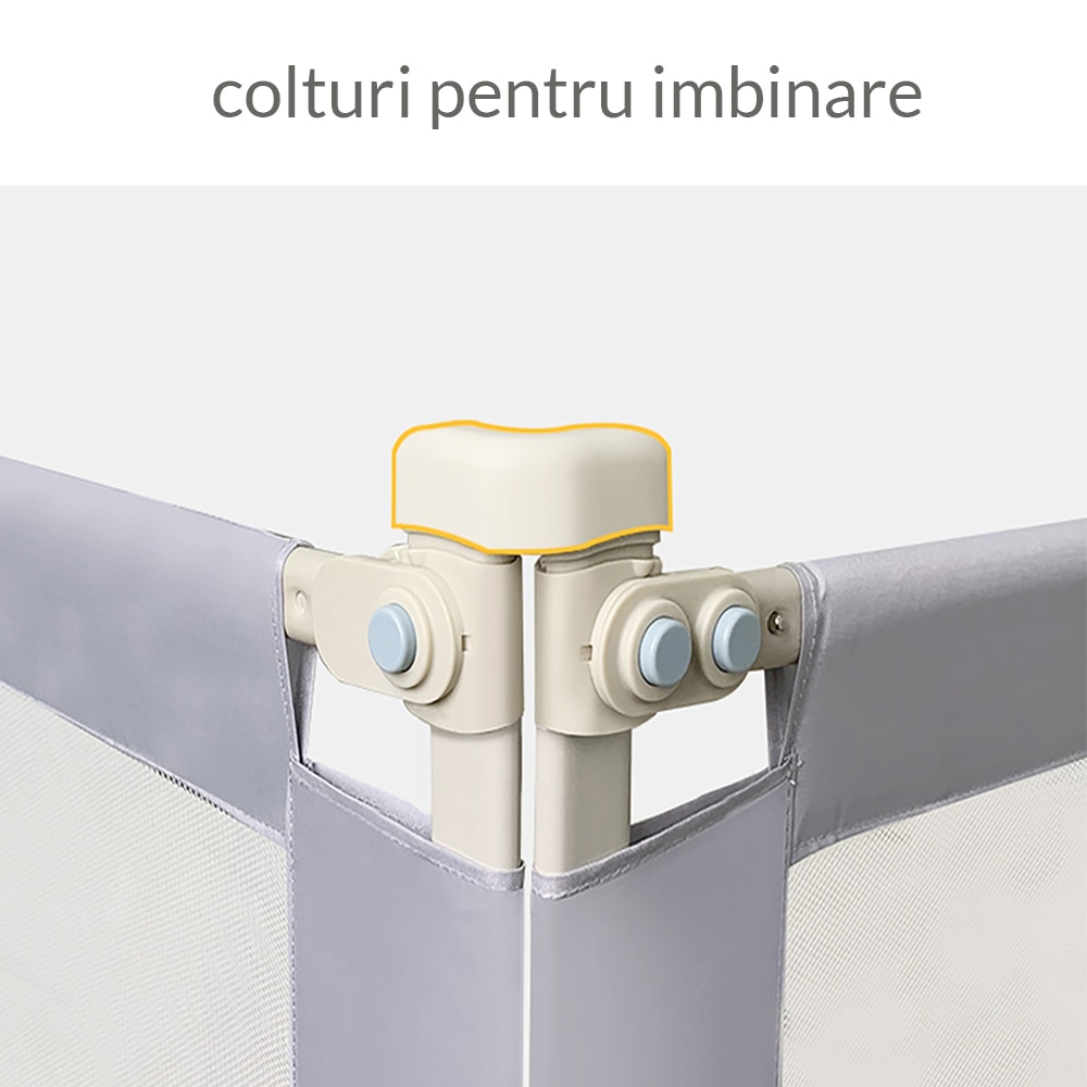 Bariera protectie pat culisanta XXL 180 cm Bears Grey, inaltime ...