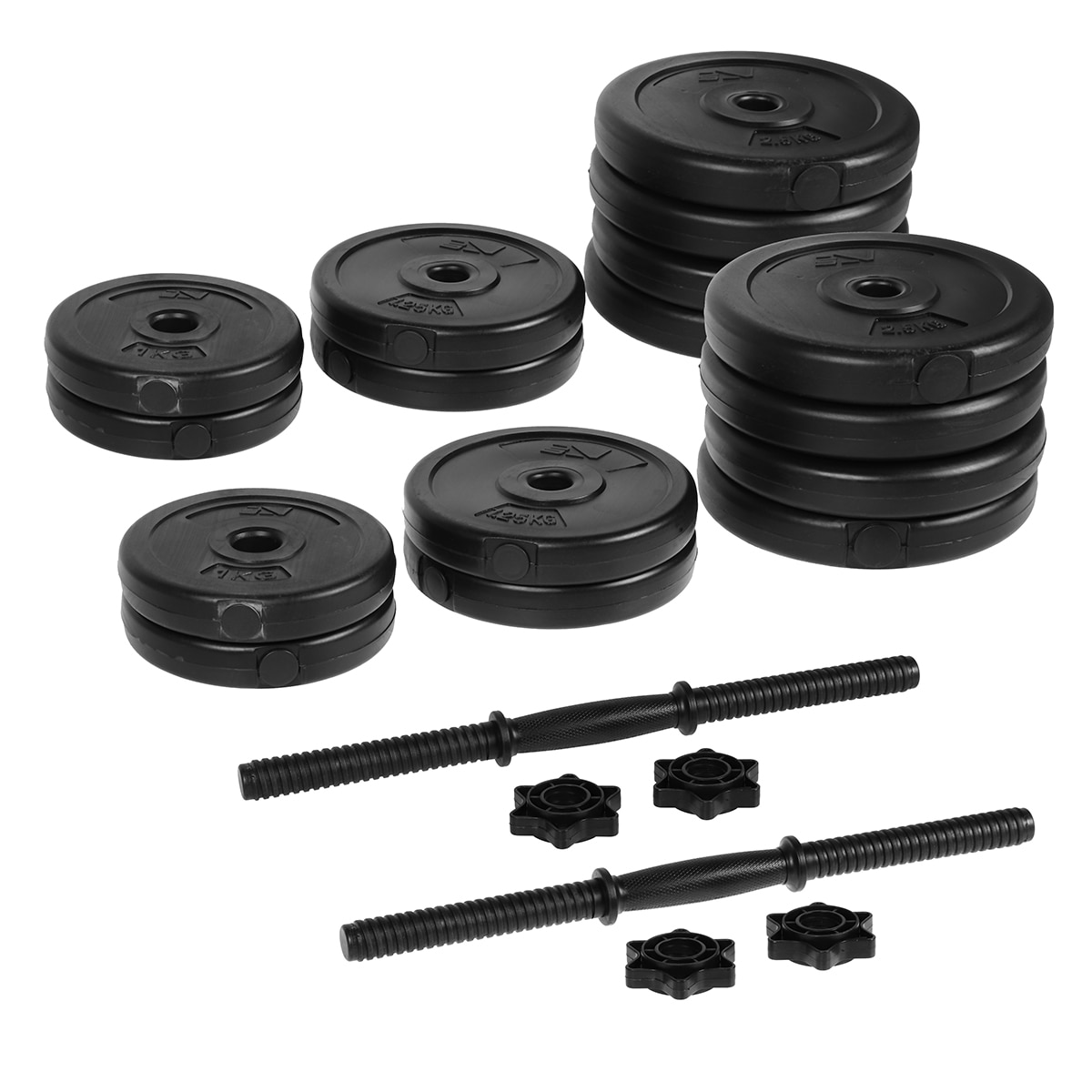 Set 2 gantere reglabile SportVida, Fier si plastic, 12 discuri, 2x15 kg, Negru - eMAG.ro