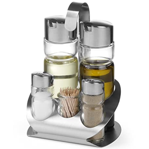 Set condimente/oliviera Kring Cuisine, 5 piese si suport din otel ...