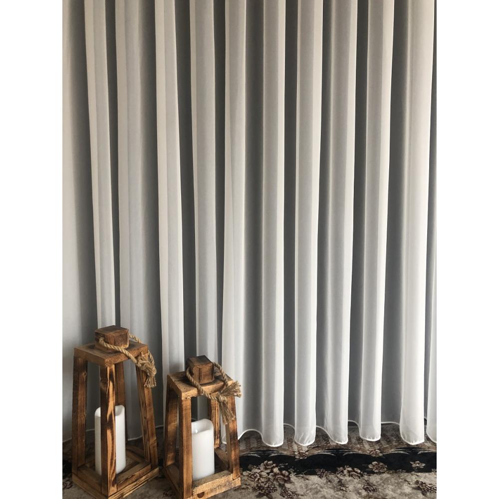 Perdea matase, culoare alb, fir cu plumb, croita cu rejansa, L 600 cm x ...