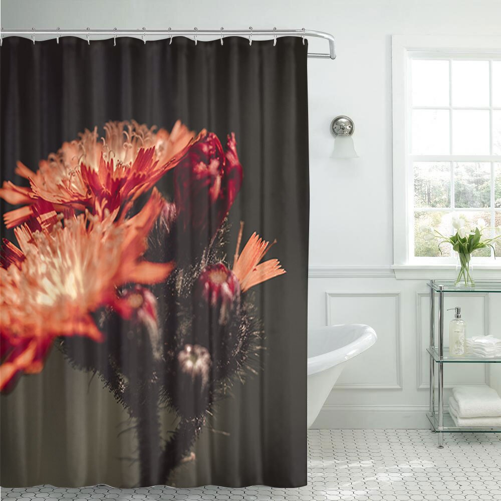 Perdea Dus, Cada pentru Baie Art Star, Flori portocalii iluminate pe ...