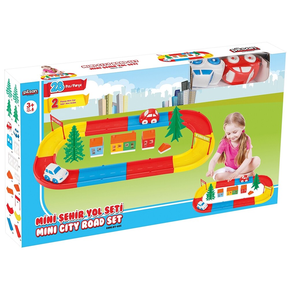 Pista de masini Pilsan Mini City cu 2 masinute, 28 piese - eMAG.ro