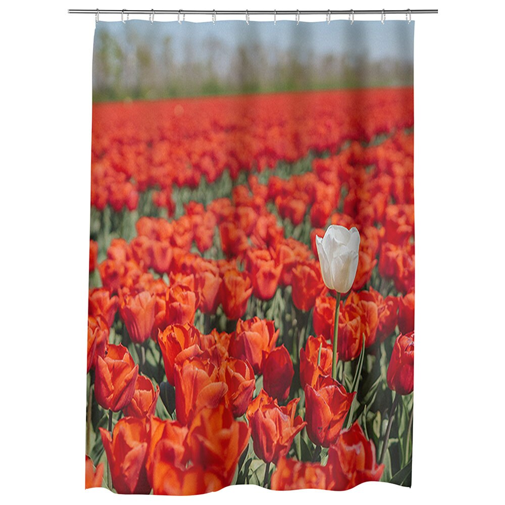 Perdea Dus, Cada pentru Baie Art Star, Lalea alba in multimea rosie ...