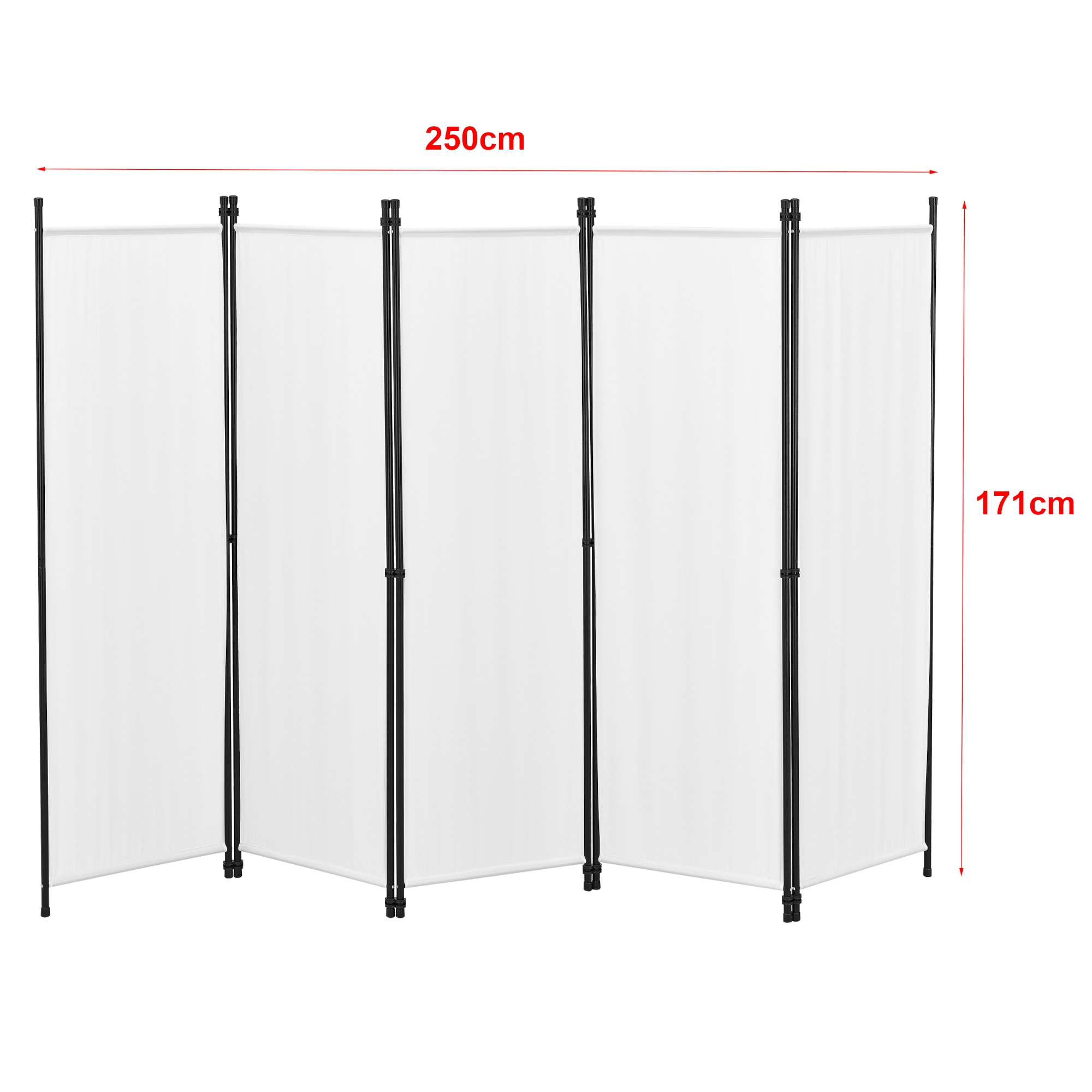Paravan Huesca B, en.casa, 171 x 250 cm, otel/poliester, alb, pliabil ...