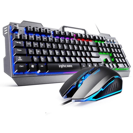Kit STELS Gaming V680, Cu cablu, USB, Iluminare de fundal curcubeu ...