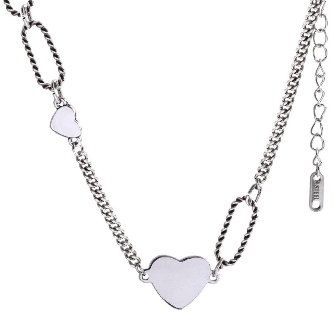 Colier clasic cu pandantiv, Pili-Paradise, Model inimi, Argintiu - eMAG.ro