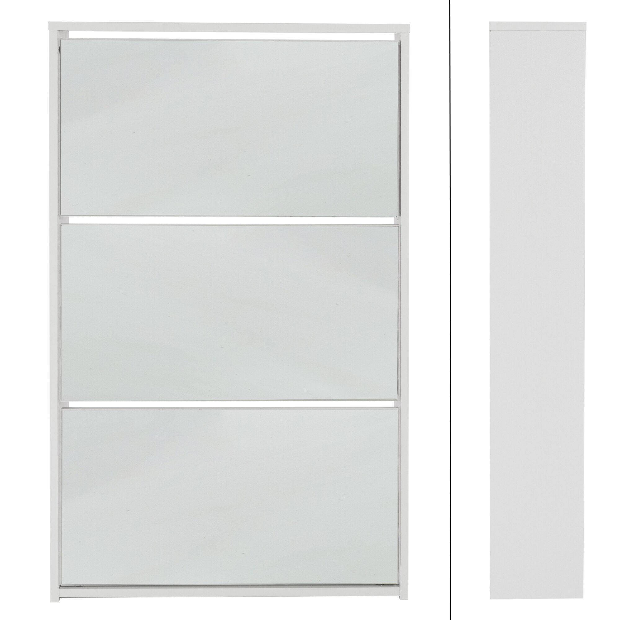 Pantofar alb cu 3 compartimente, ML-Design, 63 x 17 x 113 cm, 3 oglinzi ...