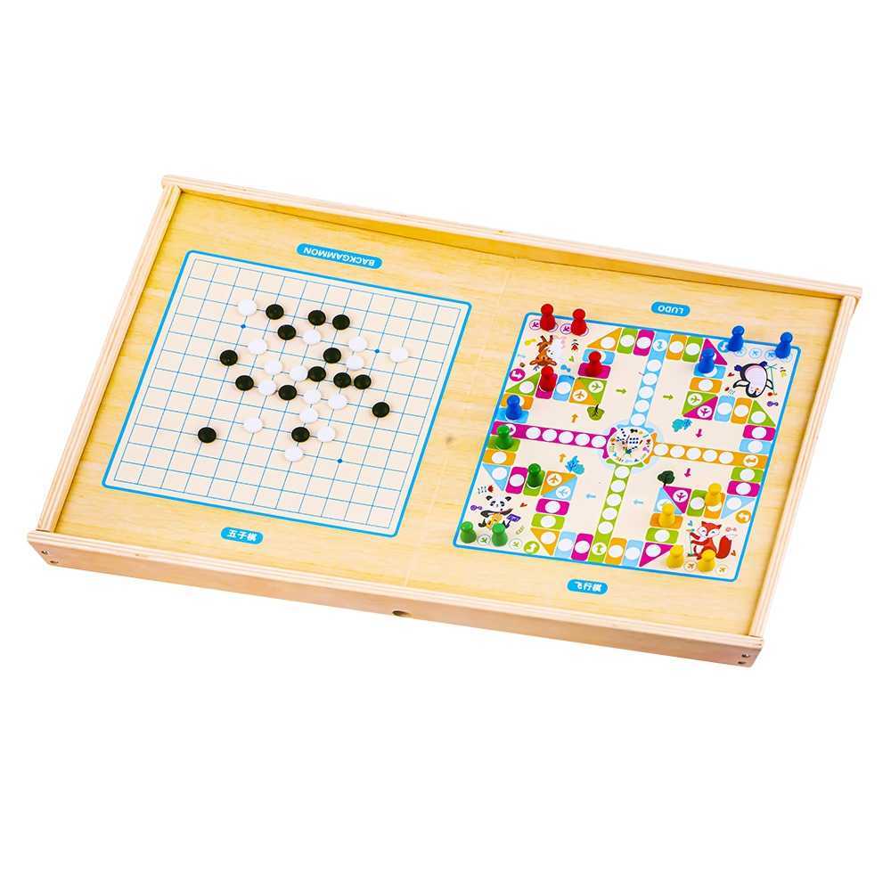 Joc 3 in 1 din lemn, Fotbal/Ludo/Dame, joc interactiv pentru copii ...