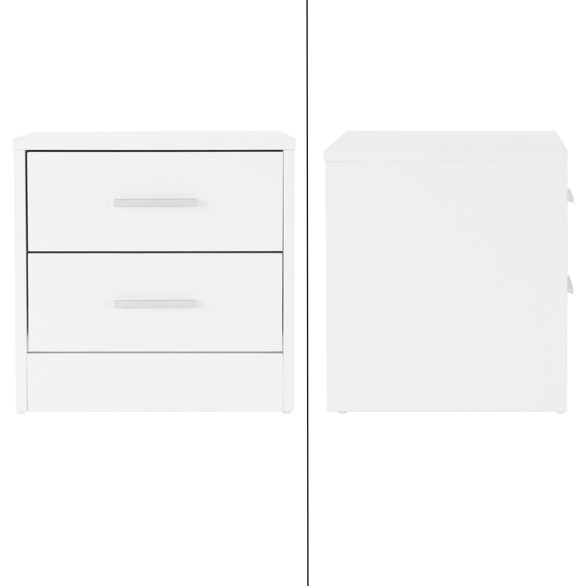 Set 2 noptiere albe cu 2 sertare, ML Design, 38 x 37 x 34 cm, PAL ...