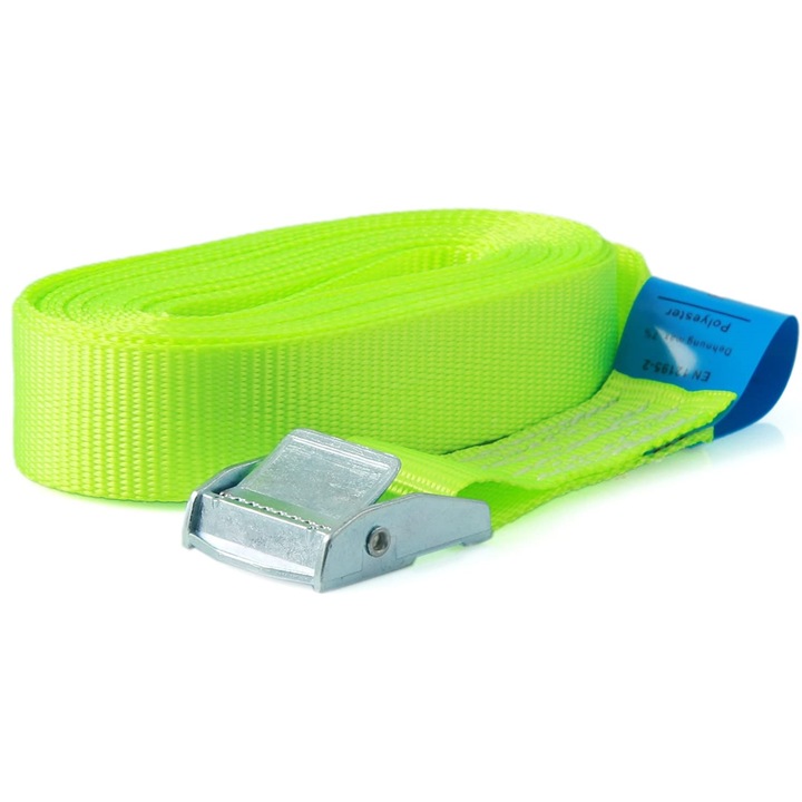 Set 4 chingi de ancorare, 5mx25mm, LC 250 daN, Poliester, Galben neon ...