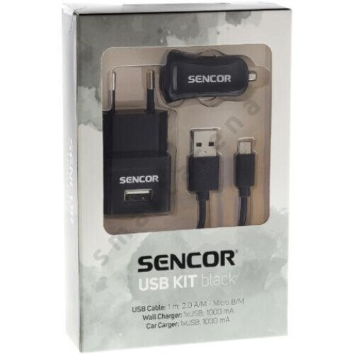 Set incarcator retea/auto, Sencor, USB, Negru - eMAG.ro