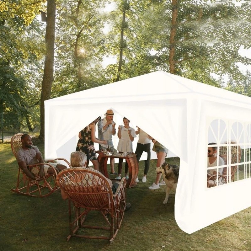 Cort de gradina, MT Malatec, 9x3 m, 8 pereti, ferestre, cadru otel ...