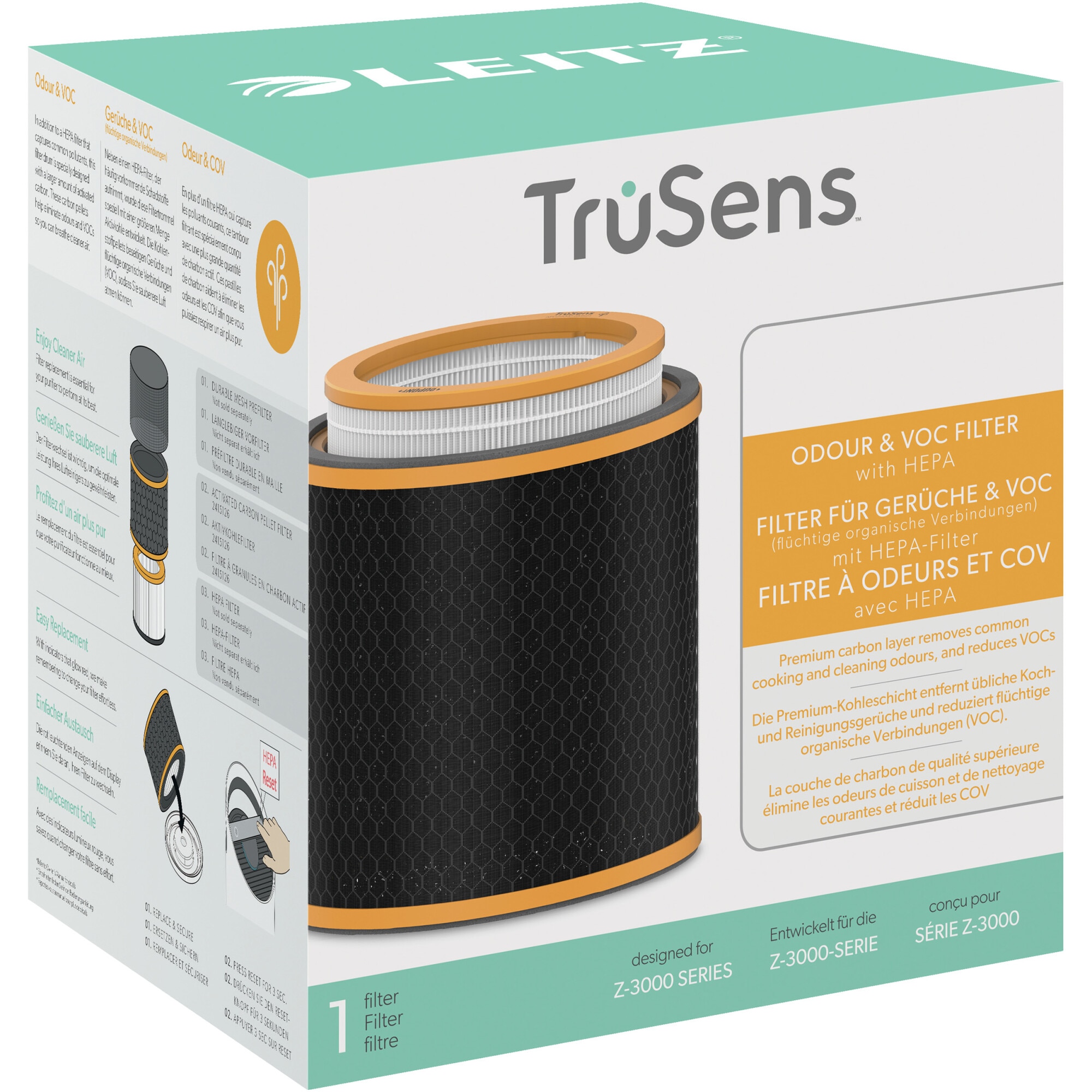 Резерва филтър HEPA Leitz 2415125, 3 in 1, За пречиствател Leitz ...