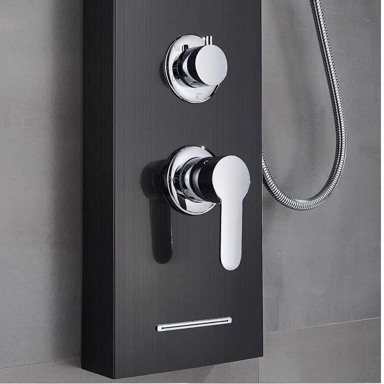 Panel de dus negru,AquaSpa, cu hidromasaj, display led a temperaturii ...