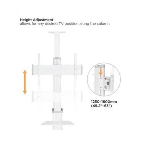 Techly ICA-TR48W gurulós padlóállvány 37-70" LCD/LED kijelzőhöz, fehér ...