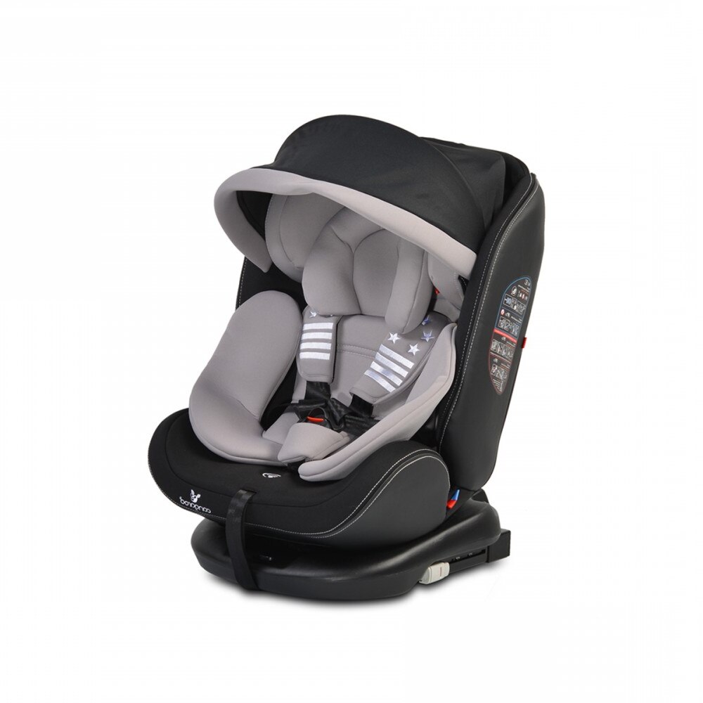 Пилотска седалка за кола, сива, 4 позиции на наклон, ISOFIX система, 10 ...