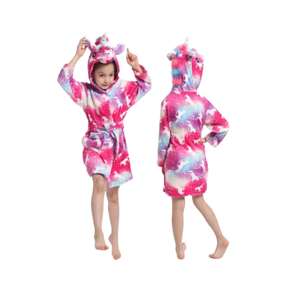 Halat de baie pentru copii, pentru fete/ baieti, model cu Unicorn ...