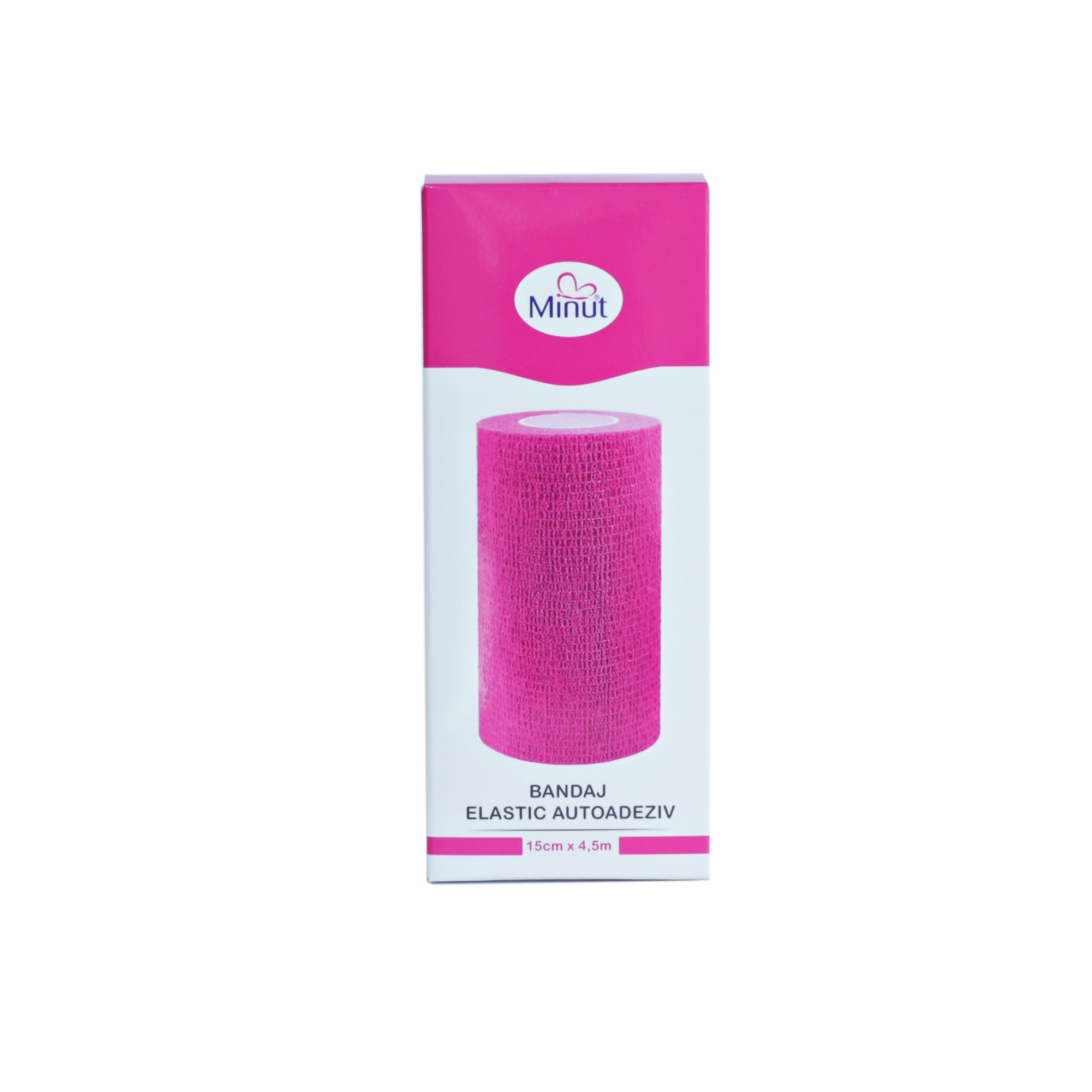 Bandaj elastic autoadeziv Minut, roz, 15 cm x 4.5 m - eMAG.ro