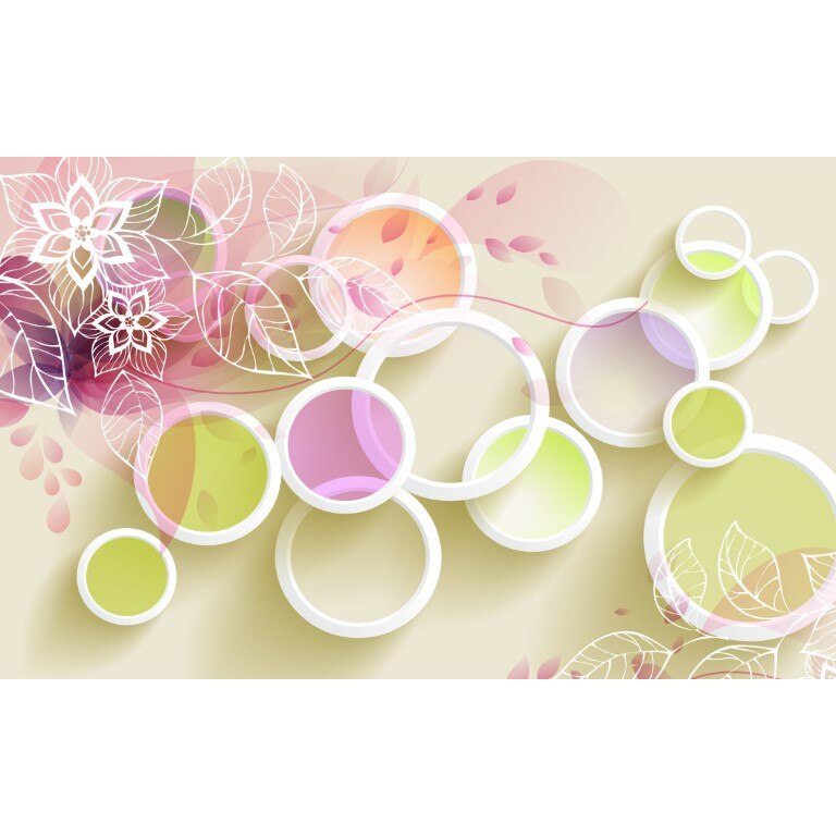 Fototapet 3D colorat flori cercuri, Premium Canvas 180 x 240 cm - eMAG.ro