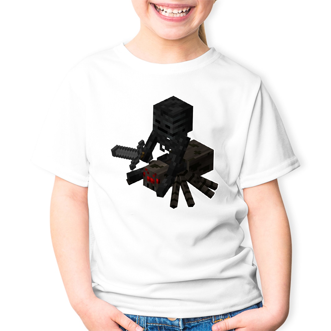 Детска тениска Cave Spider Rider Minecraft, бяла, размер 3-4 години ...