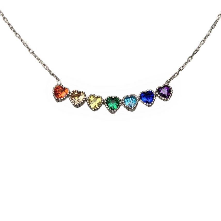 Colier Argint 925 Inimi Colorate 44 cm - eMAG.ro