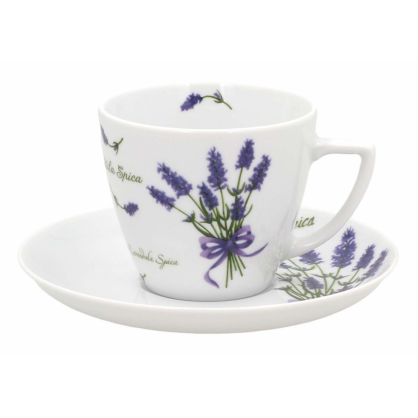 Set ceasca si farfurioara pentru cafea si ceai, Duo, portelan, model cu ...