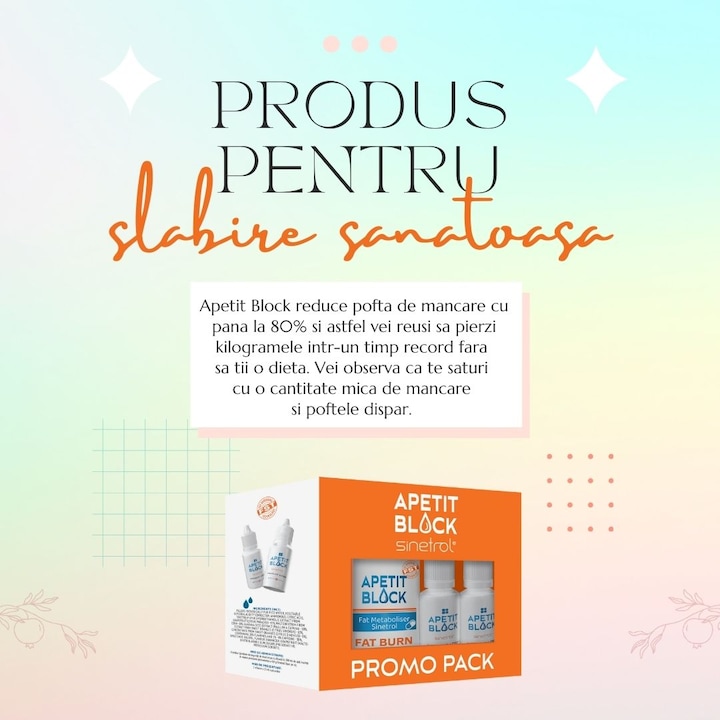 Set Supliment Apetit Block Sinetrol 30 capsule si 2 flacoane x 15 ml ...