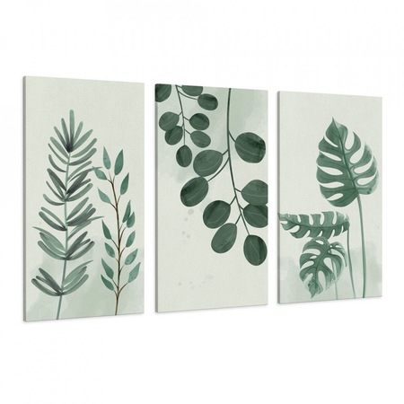 Set 3 Tablouri canvas, Frunze, Stickermania, rama 50x100 cm - eMAG.ro