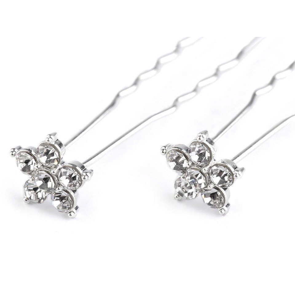 Set ace pentru par cu strasuri 13 mm, 2 bucati, Crystal - eMAG.ro