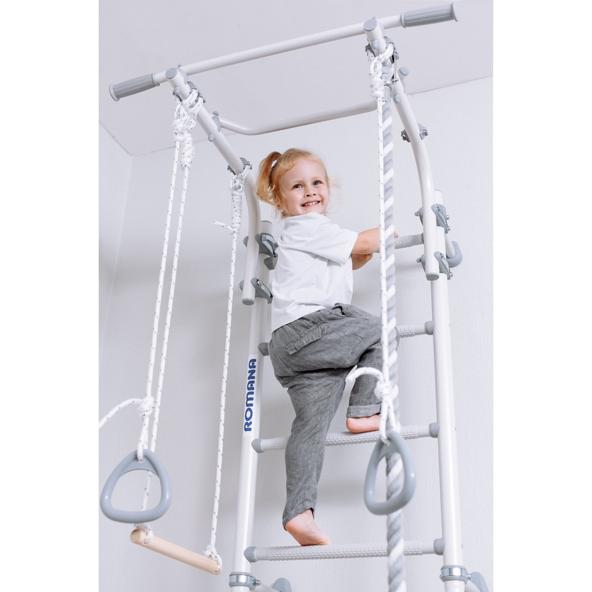 Spalier gimnastica pentru copii, Romana Next Pastel, alb provence, 23.9 ...