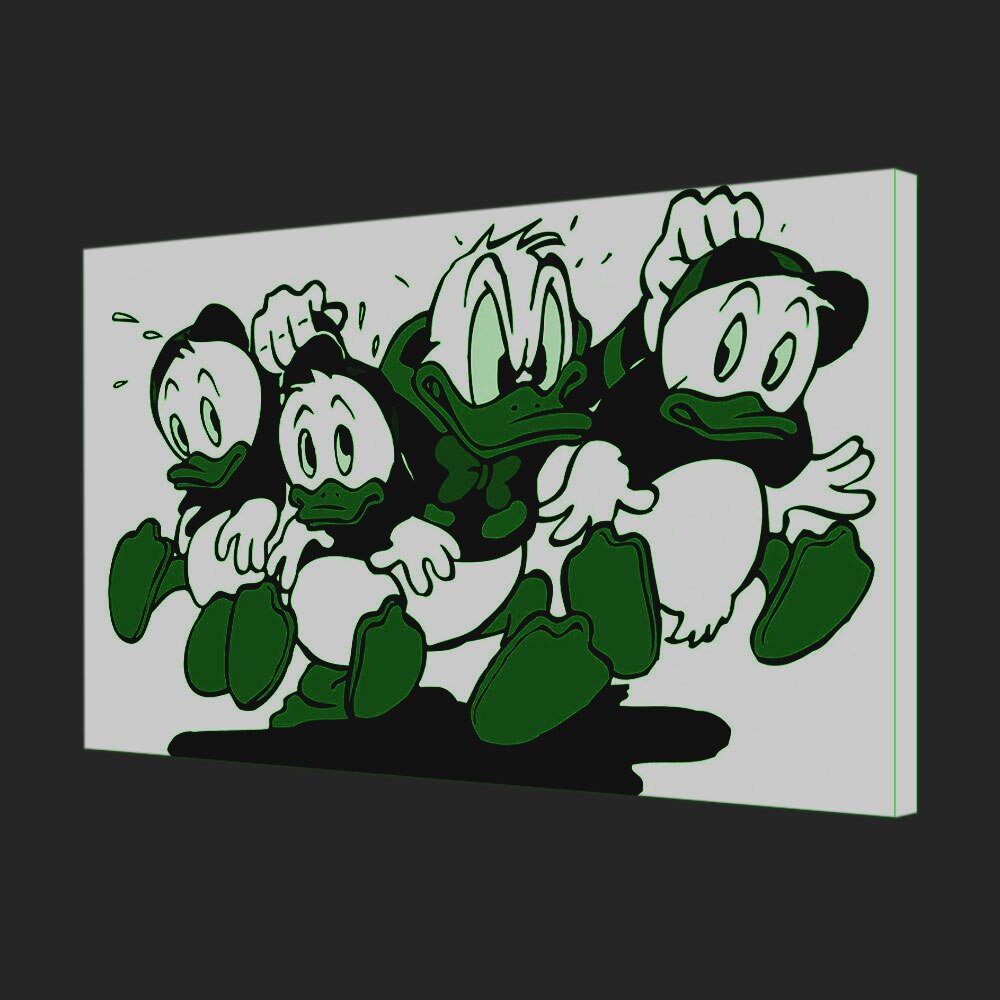 Foszforeszkáló vászonfestmény, Világítás a sötétben, Prémium, Art Star, Donald kacsa és ...