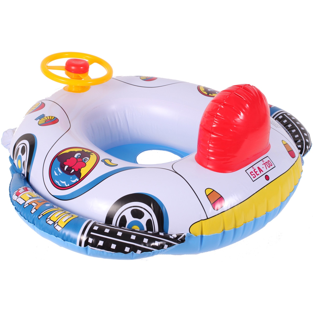 Colac gonflabil cu volan si spatar Alb/Bleu - eMAG.ro