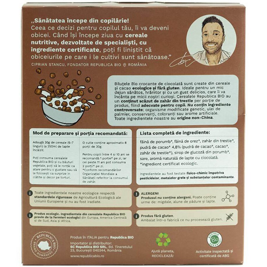 Bilute crocante de ciocolata fara gluten Republica BIO, 250g - eMAG.ro