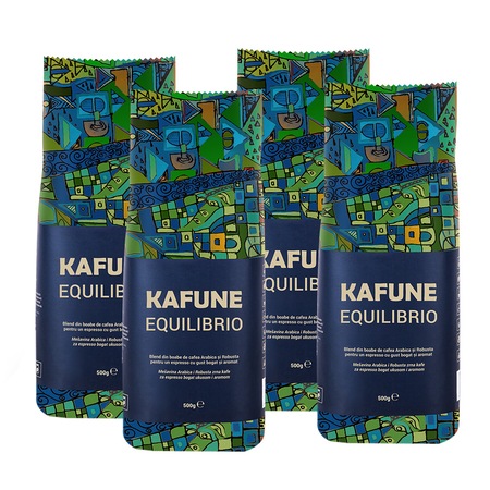 Pachet 4 pungi cafea boabe pentru espresso, Kafune, Equilibrio, 4x500 g ...