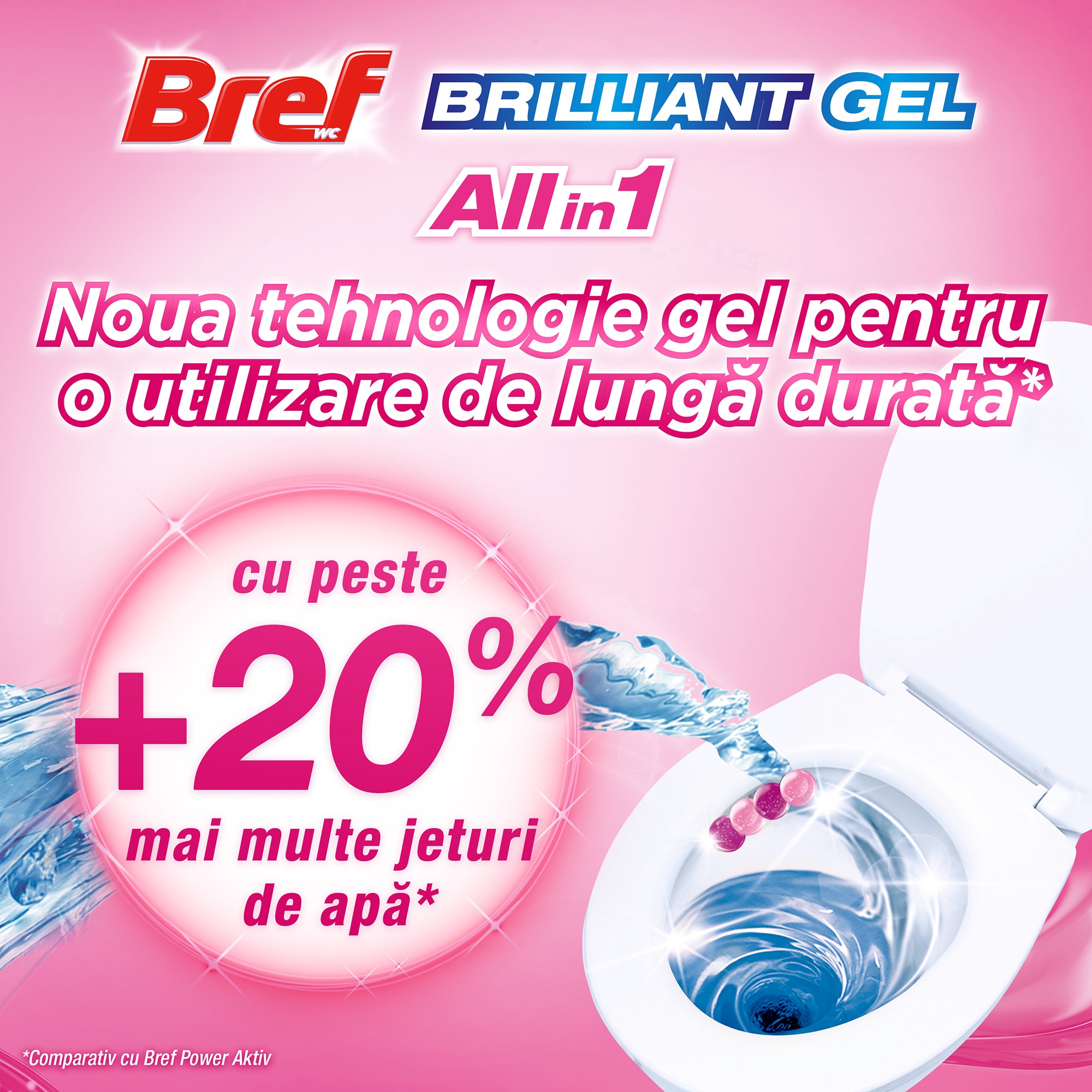 Odorizant toaleta Bref Brilliant Gel, Spring Rain, 3x42 g - eMAG.ro