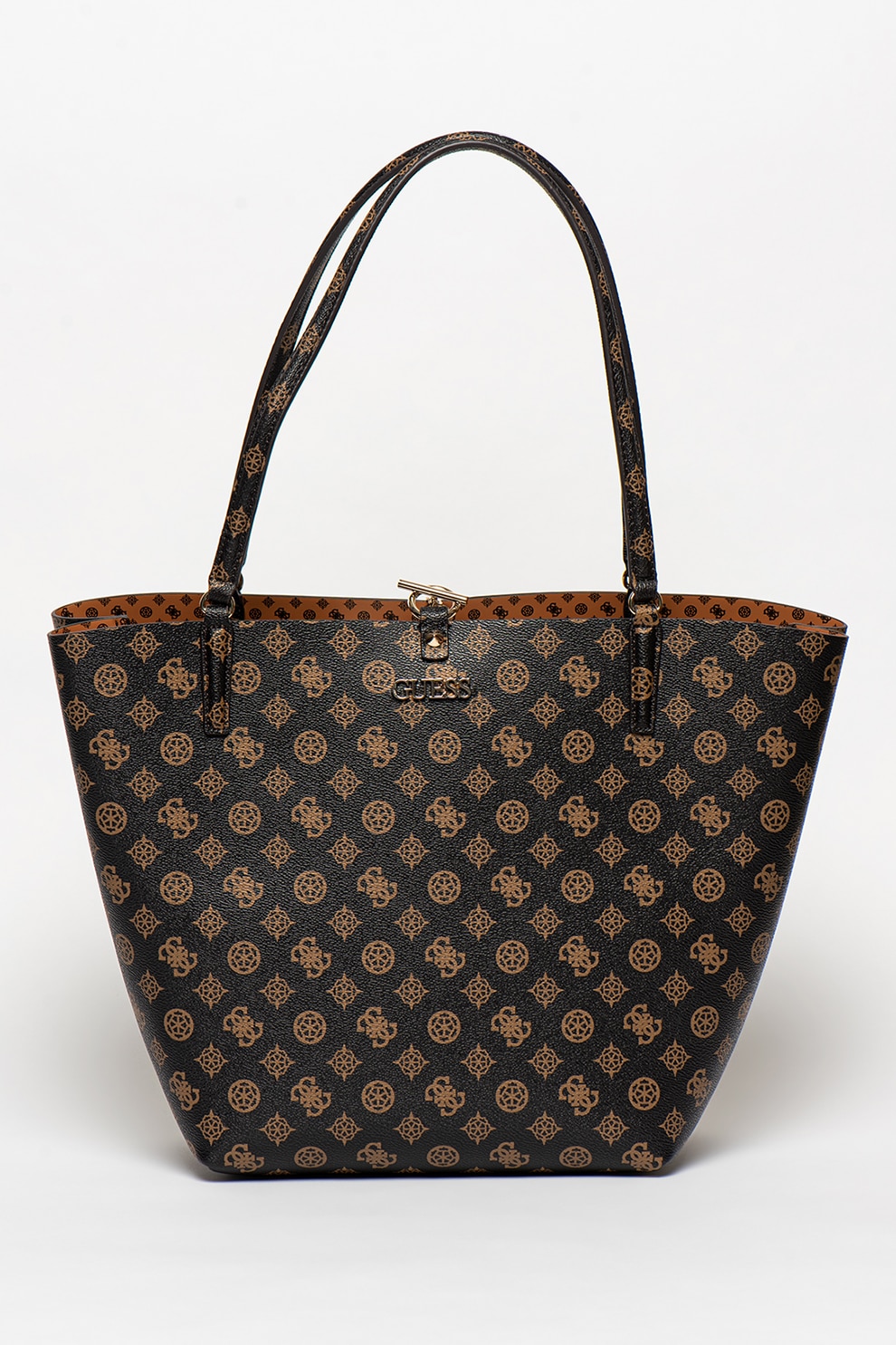 Guess, Geanta shopper reversibila de piele ecologica, Maro inchis - eMAG.ro