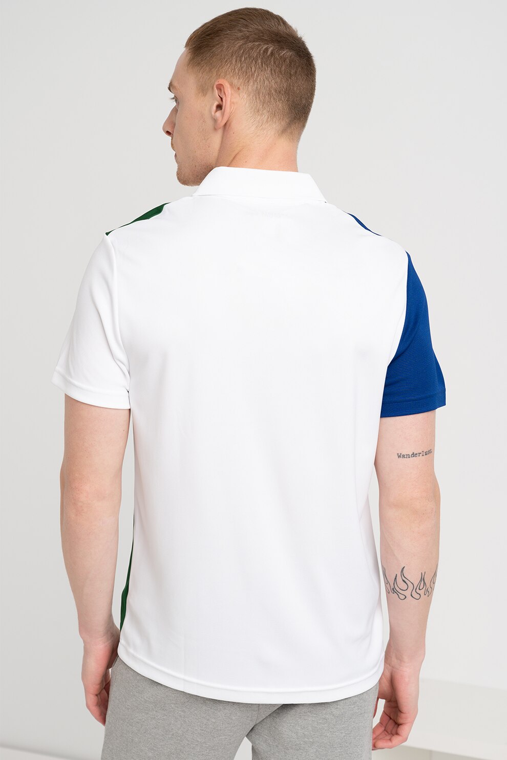 Lacoste, Тениска с яка и цветен блок, Бял/турскосин/зелен, 6 - eMAG.bg