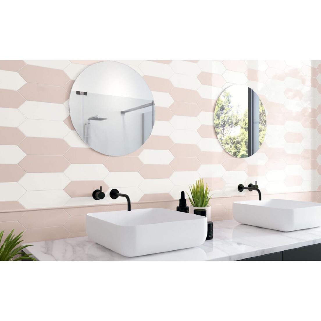 Faianta Picket Petal Pink, tip Metro, Hexagon Lucios, 10x30cm ...