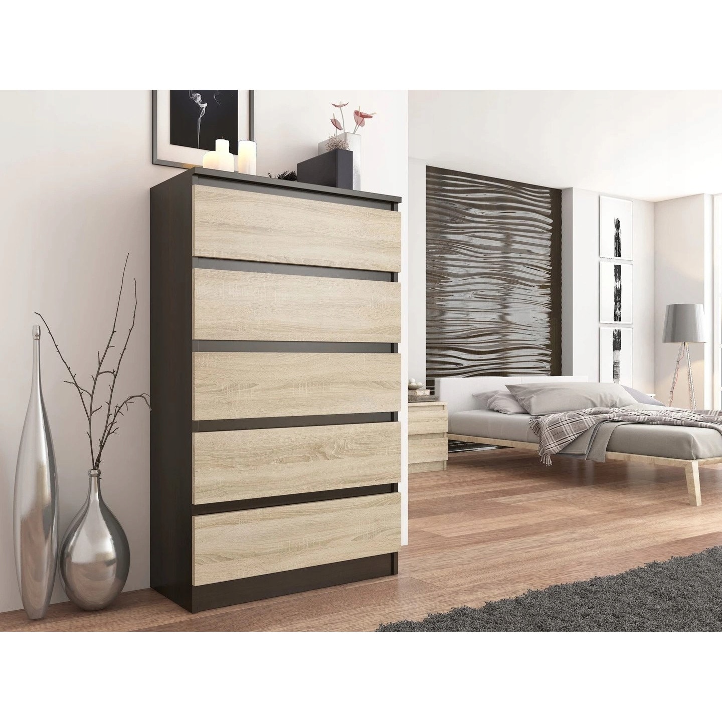 Comoda moderna, PVC, R-5 WENGE MIX SONOMA, 120x40x70 - eMAG.ro