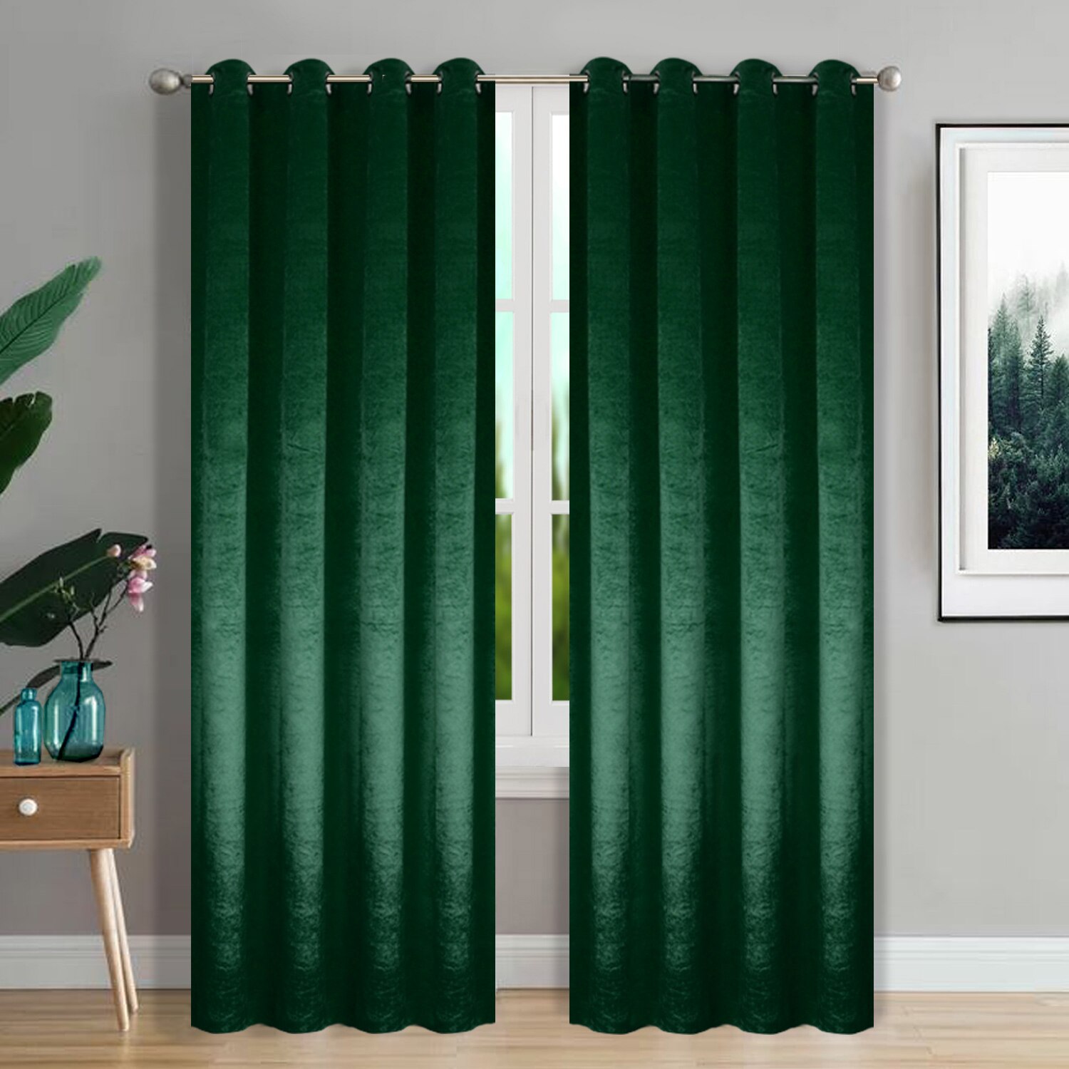 Draperie Velur, VERDE INCHIS 135x250 cm, L389 - eMAG.ro