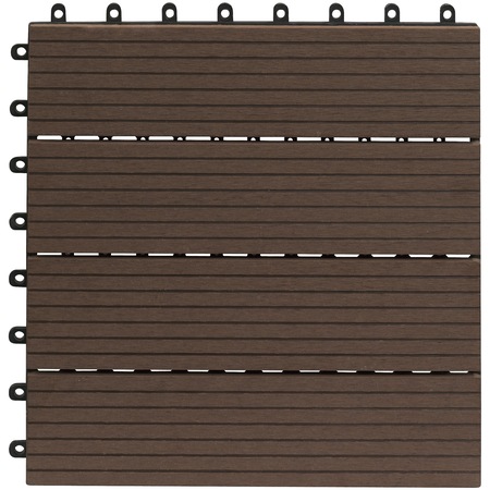 Set 10 placi gradina/terasa, Garden Joy, WPC, 30 x 30 cm, Maro - eMAG.ro