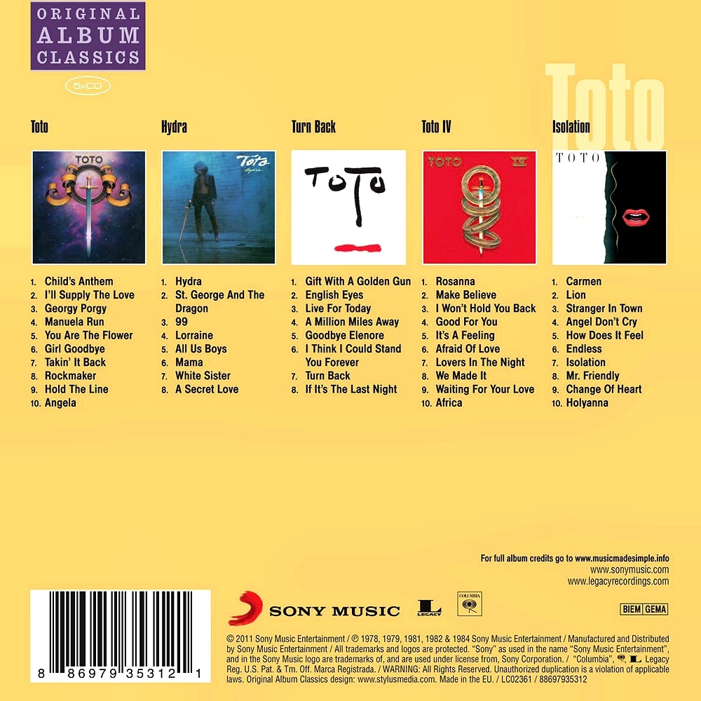 Toto - Original Albums Classics [Boxset] (5cd) - eMAG.bg