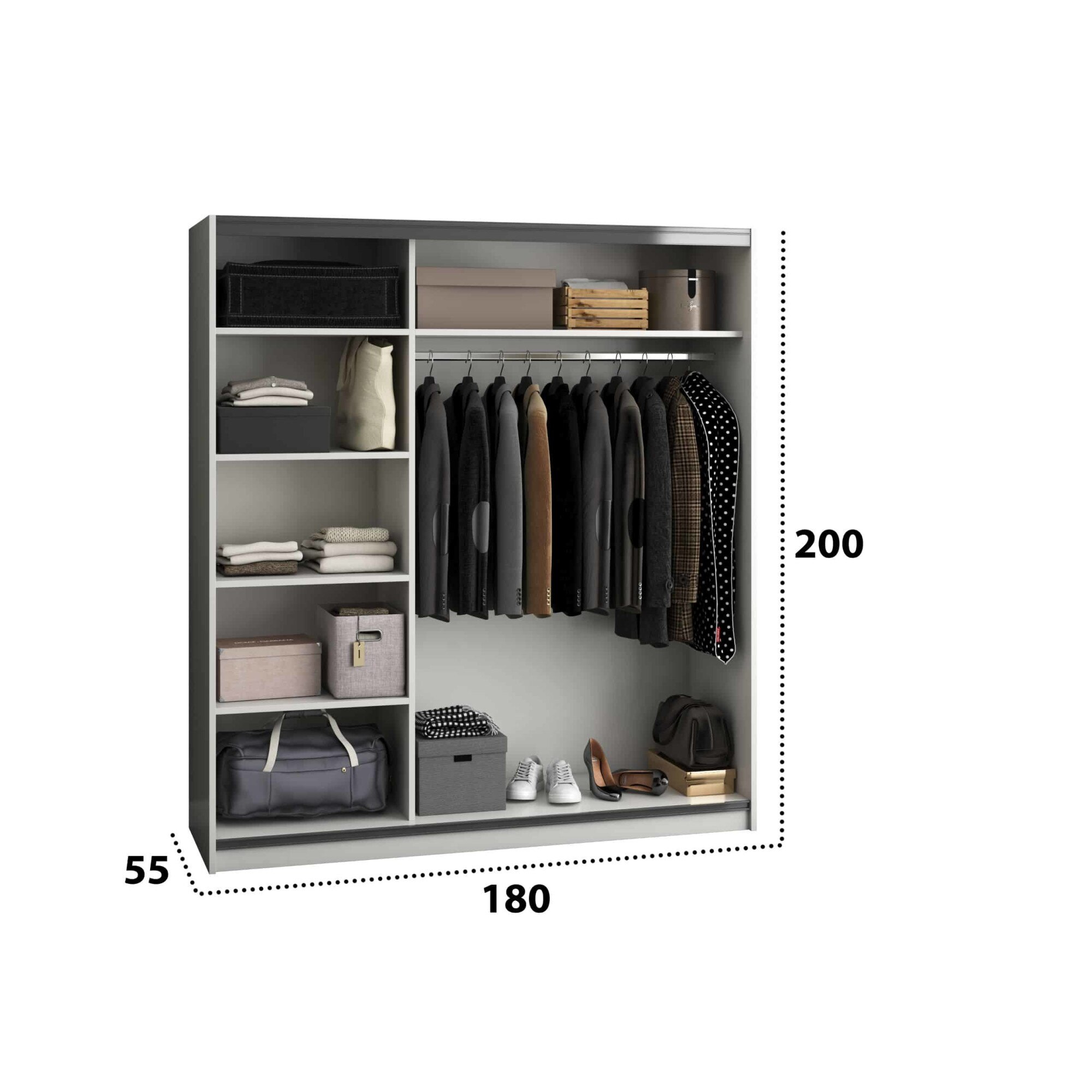 Dressing Isa, alb, 180x200x55 cm, 3 polite - eMAG.ro