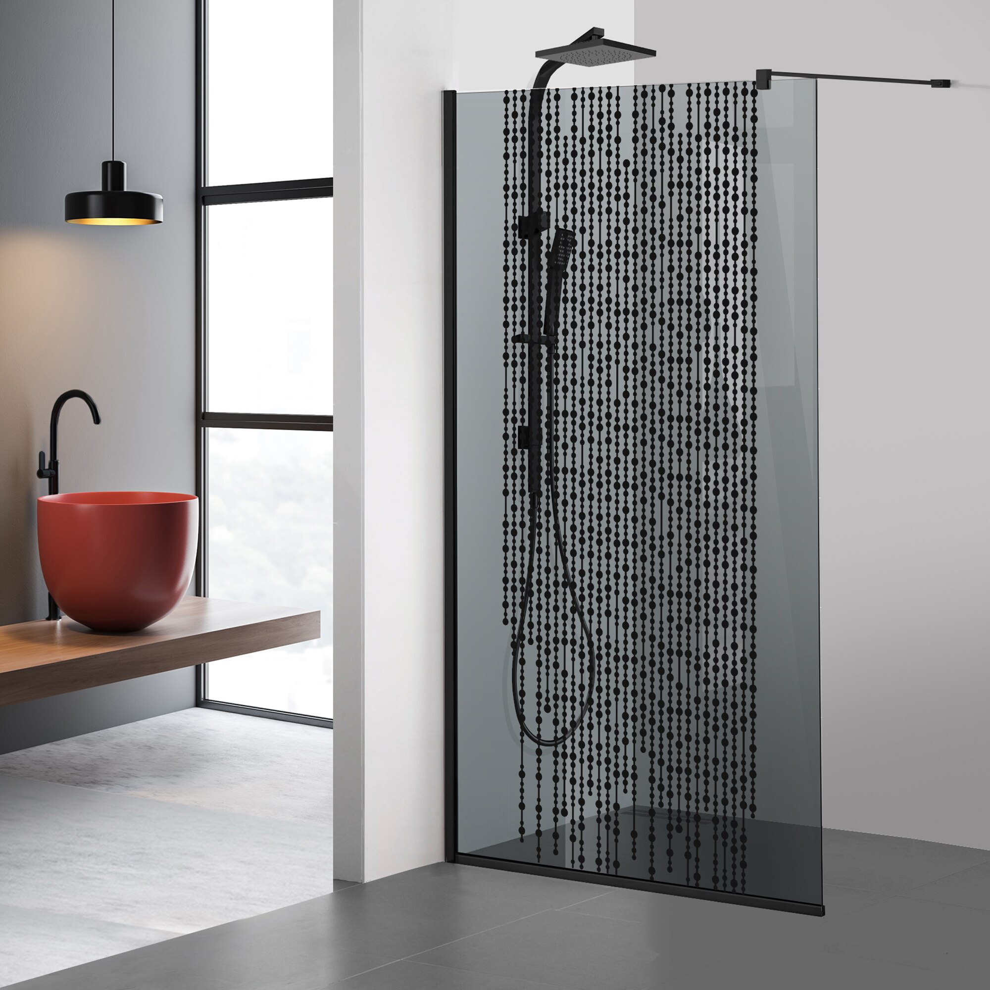 Paravan dus walk-in 80x195 cm AQUA ROY, model Rain, sticla gri 8 mm ...