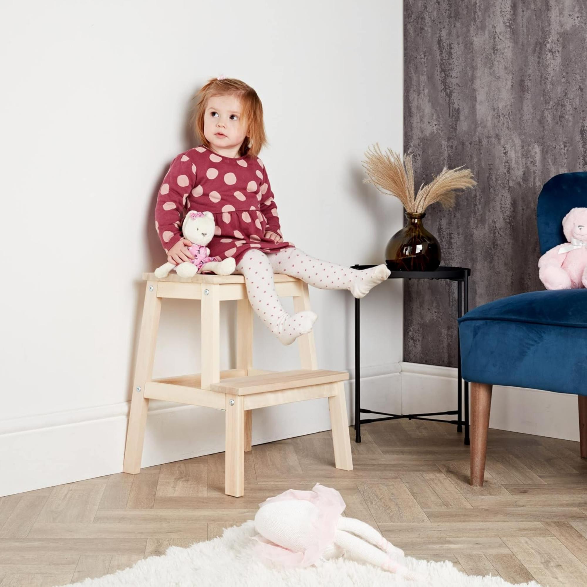 Scaun inaltator tip scara cu 2 trepte, pentru copii, Taburet cu 2 ...