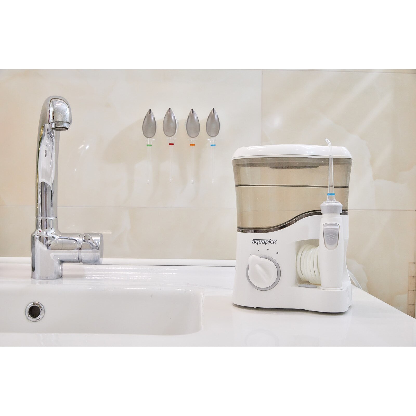 Орален иригатор Aquapick AQ-300, Професионален, Бял/Сив - eMAG.bg