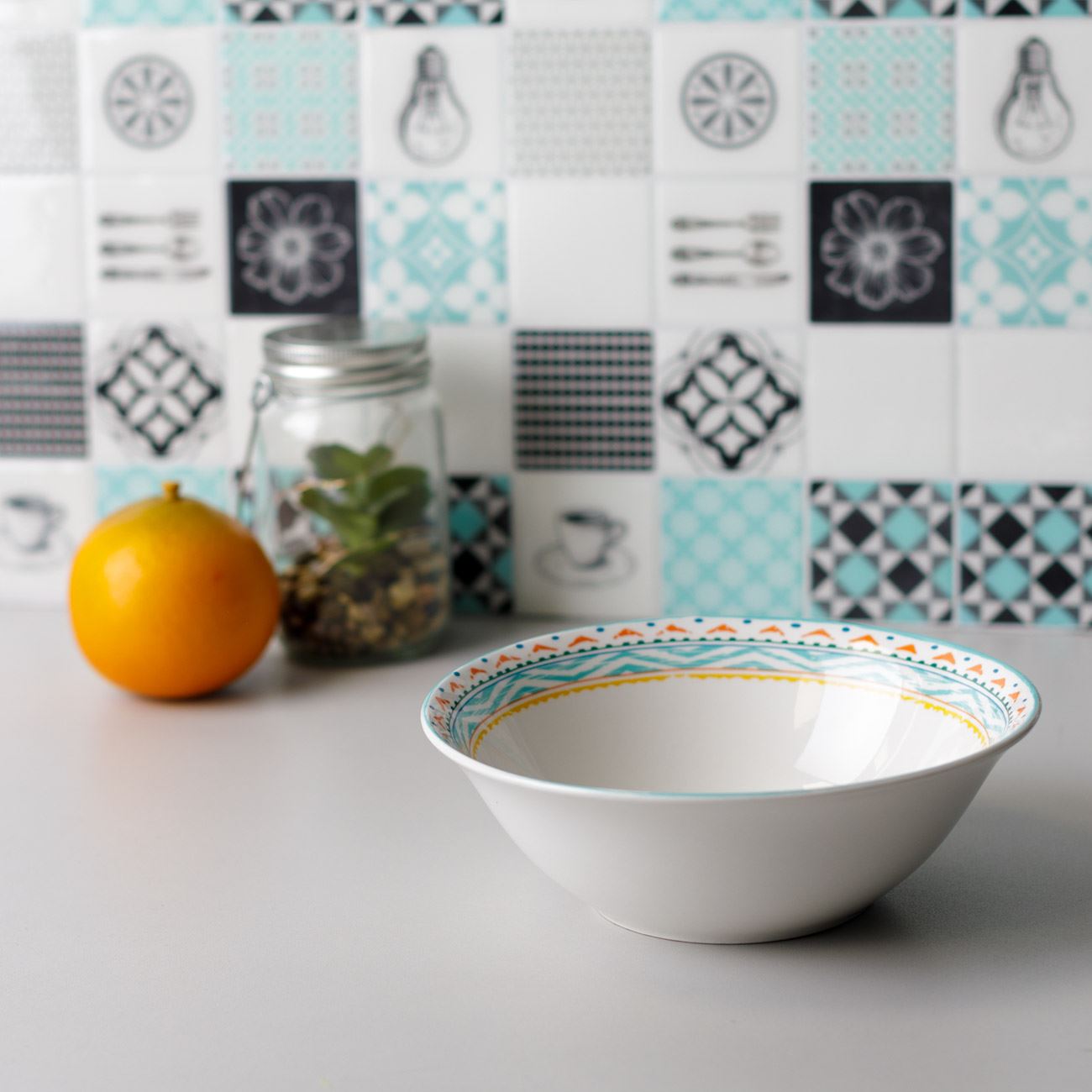 Set 4 boluri, portelan, model aztec, 1000ml - eMAG.ro