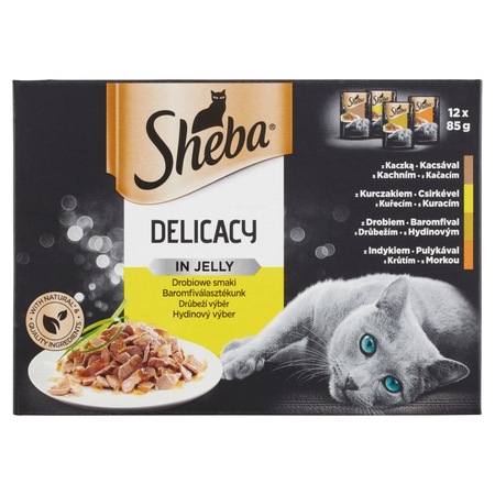 Set Hrana umeda pentru pisici Sheba Delicacy, rata, pui, pasare si ...